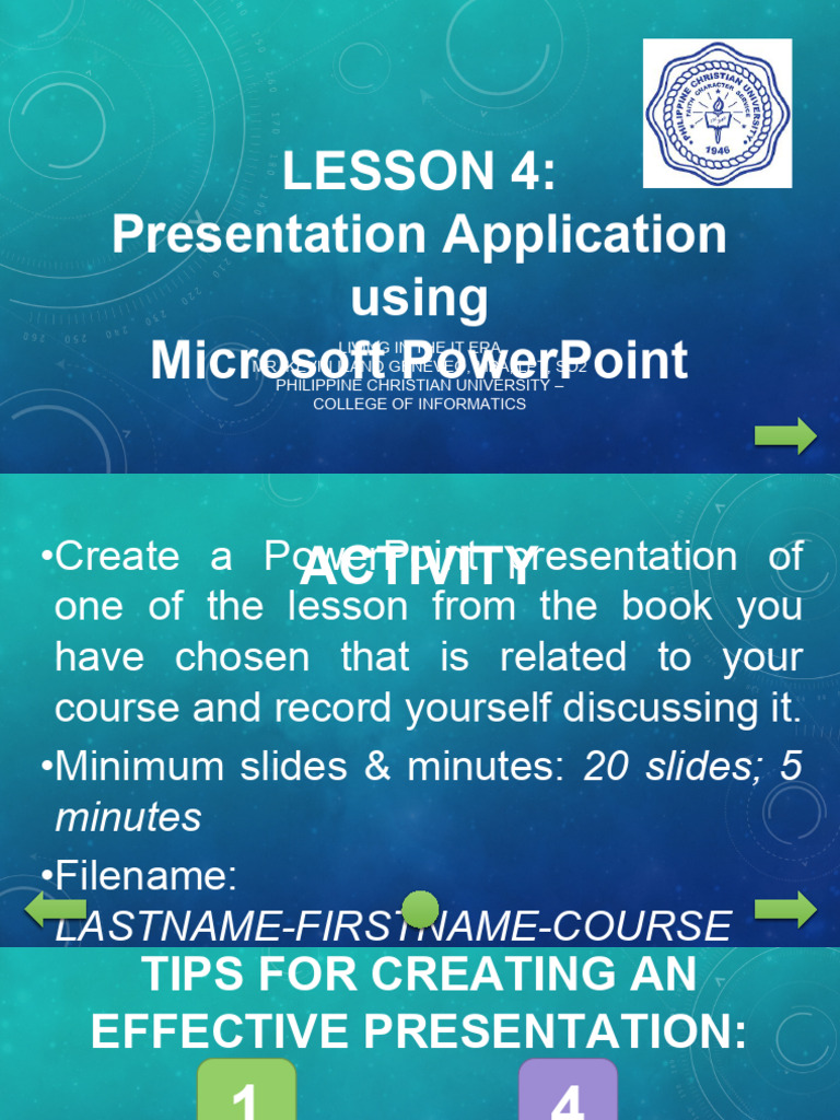 Lesson 4 Presentation Application Using Microsoft Powerpoint | PDF