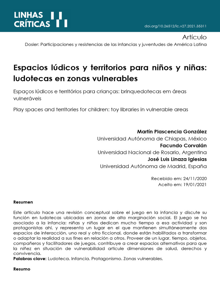 Corvalan - Espacios Lúdicos y Territorios para Niños | PDF