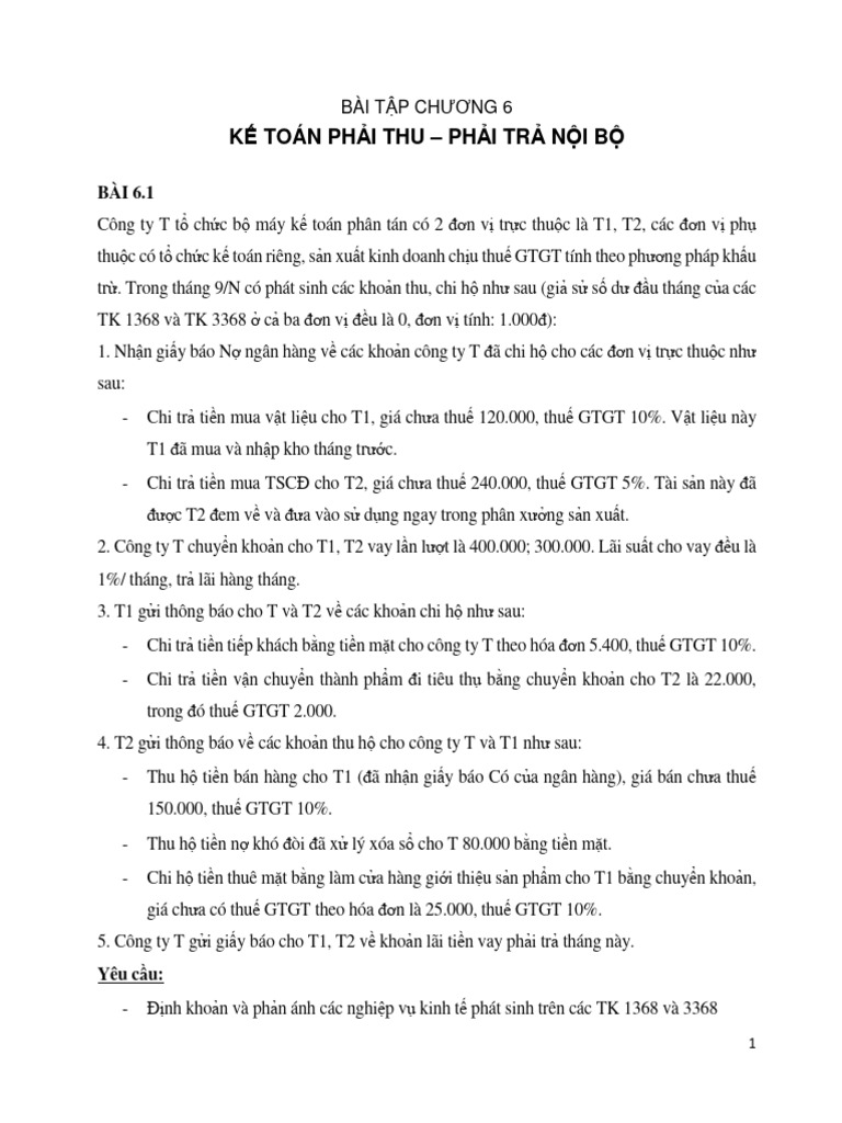 C6 - Bai Tap Ke Toan Phai Thu - Phai Tra NB | PDF