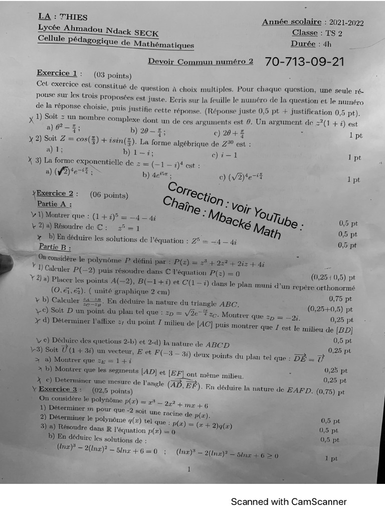 Devoir Commun - Correction | PDF