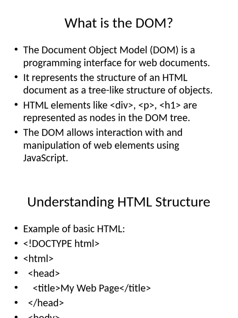 Updated DOM Presentation | PDF Updated DOM Presentation | PDF