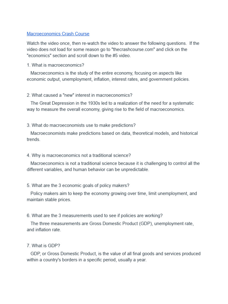 Macroeconomics Crash Course | PDF