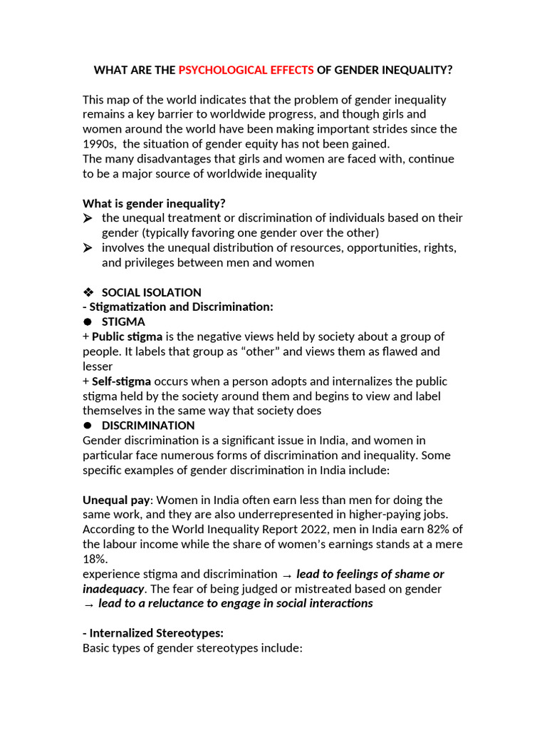 What Are The Psychological Effects of Gender Inequ | PDF