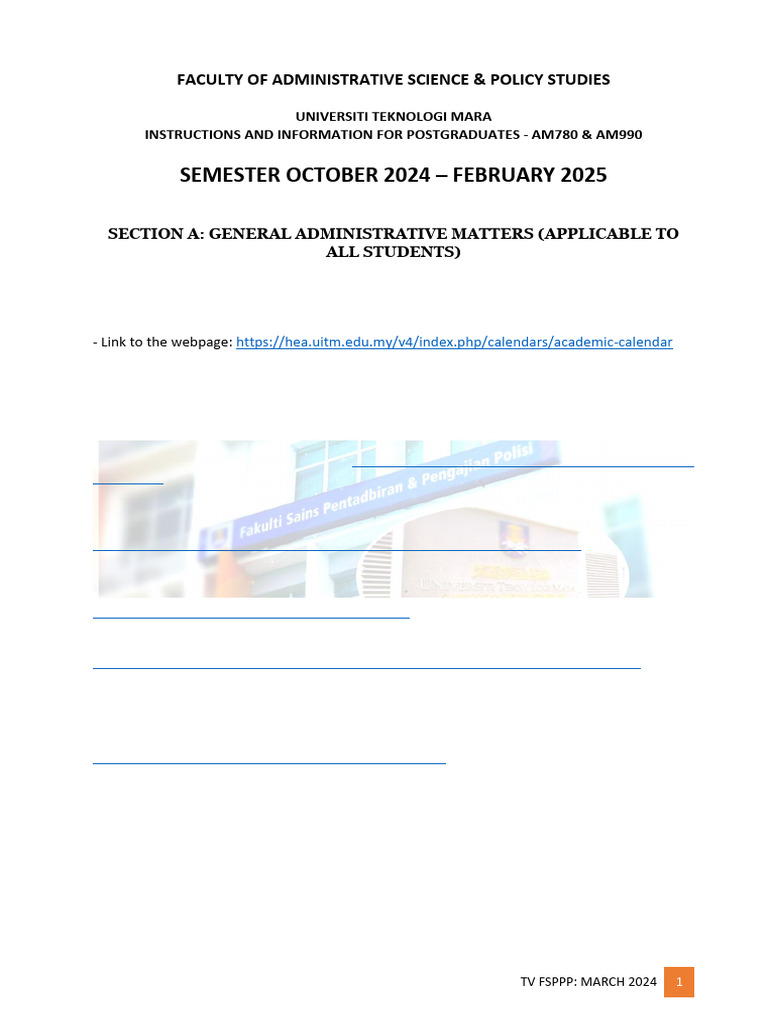 Instruction and Information For Postgraduates FSPPP October 2024 | PDF ...