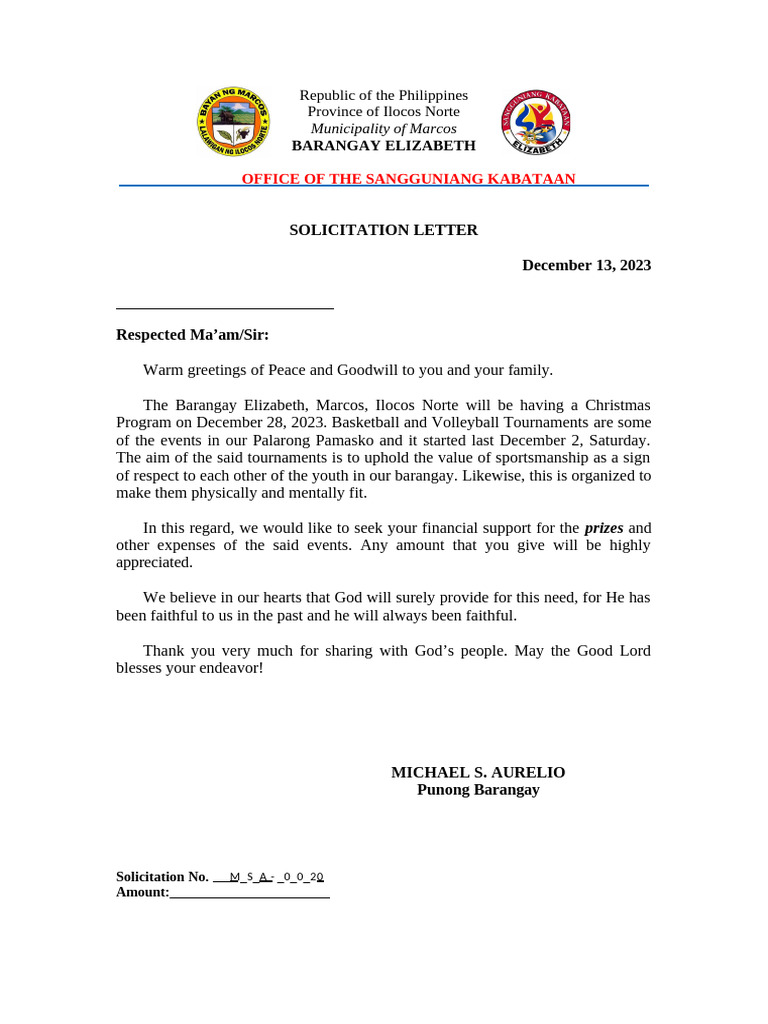 Solicitation Letter | PDF