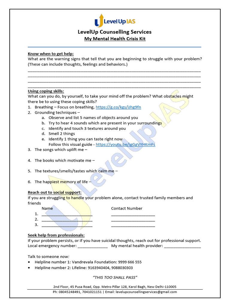 Mental Health Crisis Kit - LevelUp - 24 | PDF