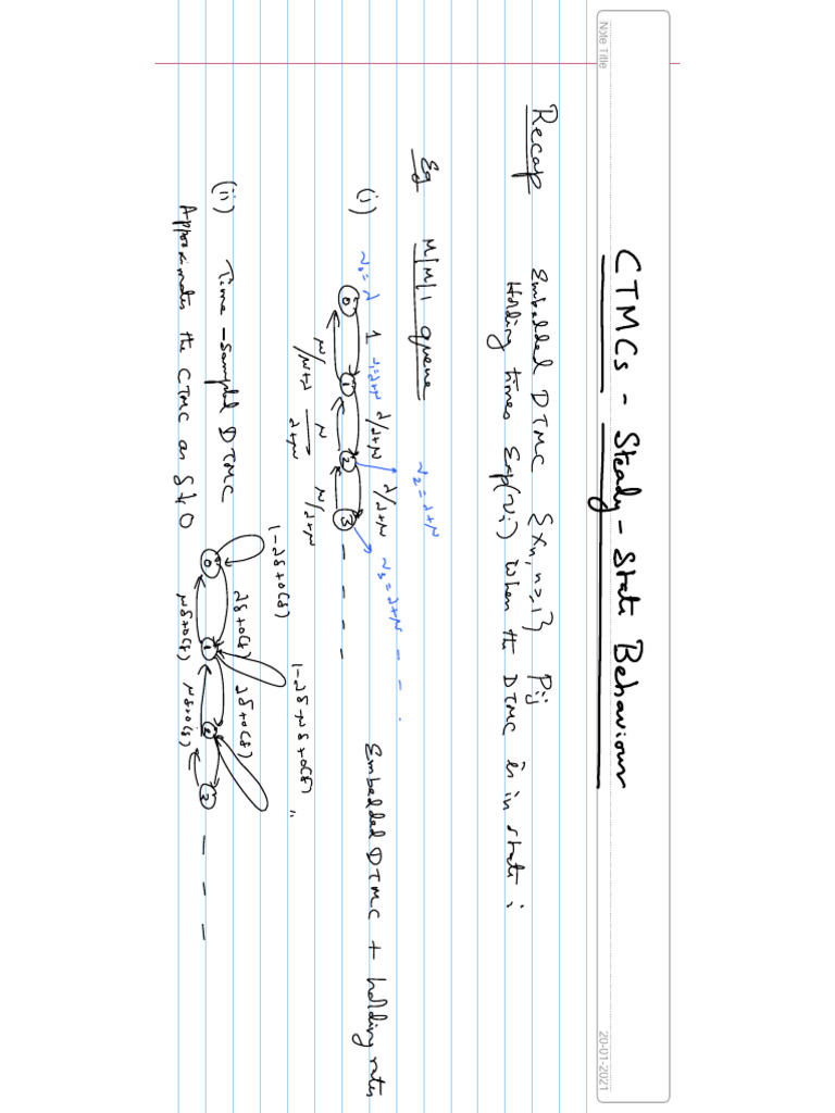 Lecture 38 - 20.01.2021 - CTMCs - Steady-State Behaviour | PDF