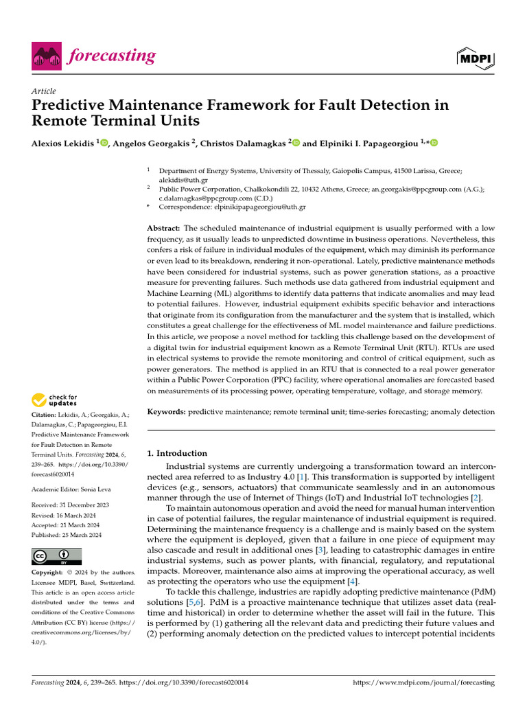 Predictive Maintenance Framework For Fault Detection | PDF