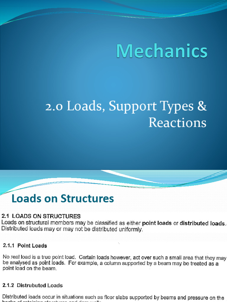 2.0 Loads, Support Types Reactions | PDF