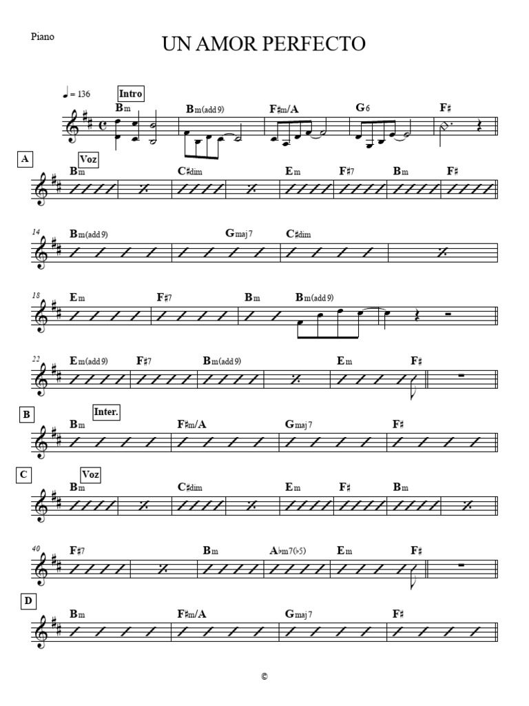 UN AMOR PERFECTO - Piano | PDF