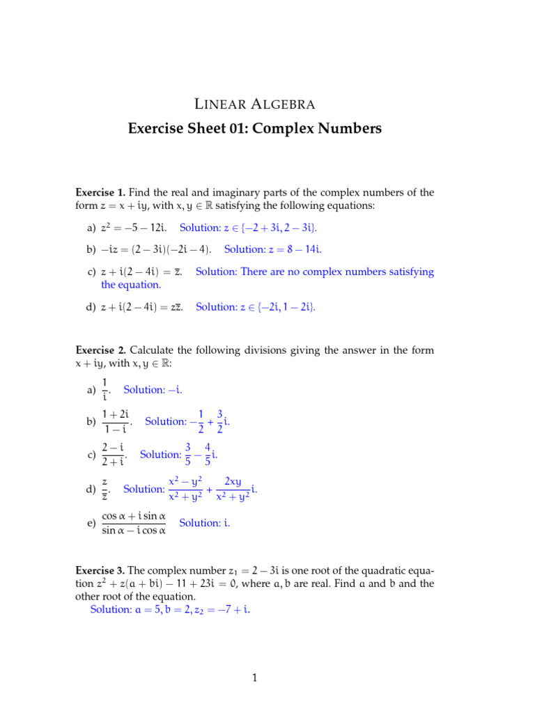 Soluciones Ejer Num Complejos | PDF