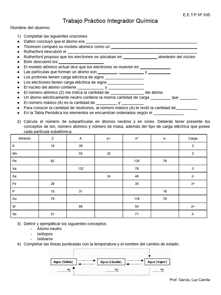 Trabajo Práctico Química | PDF | Átomos | Núcleo atómico