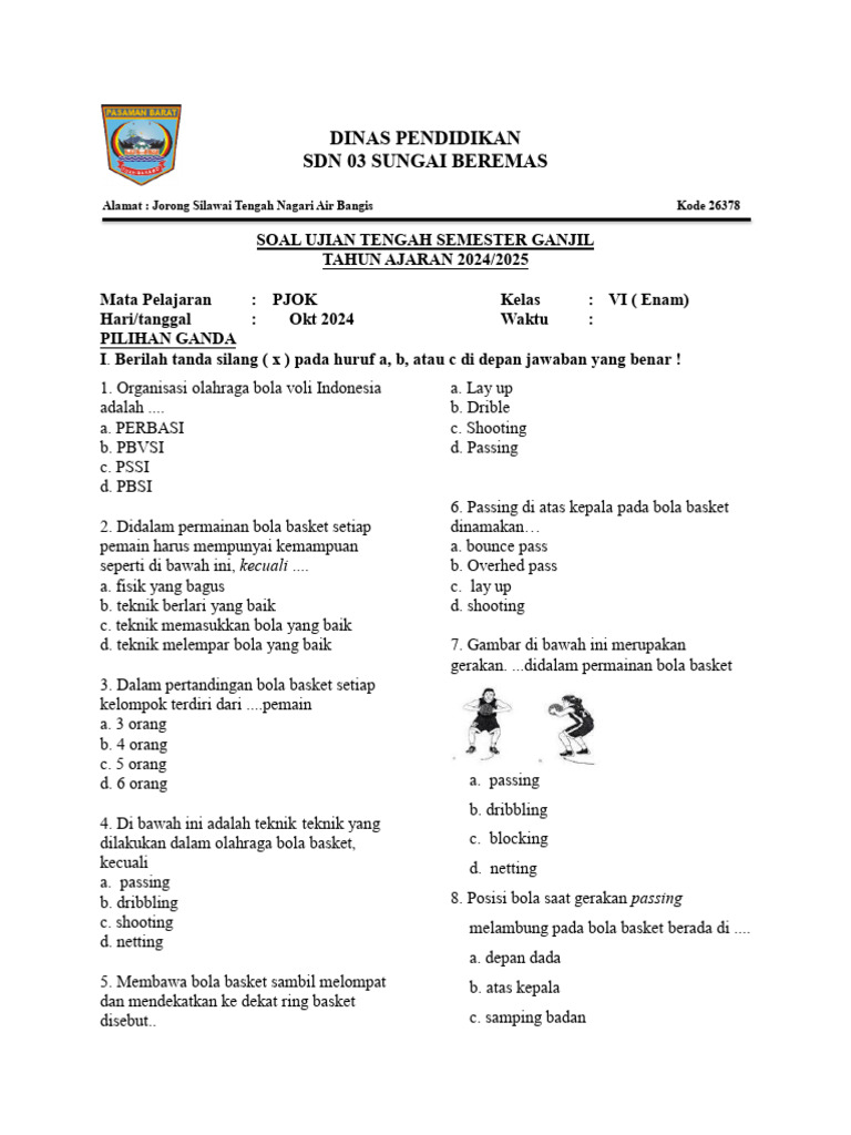 Soal KLS 6 PTS SMT 1 2024 | PDF