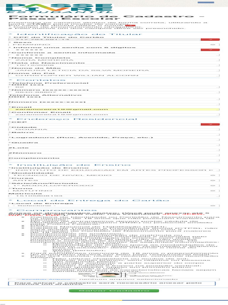 Passe Livre Estudantil | PDF