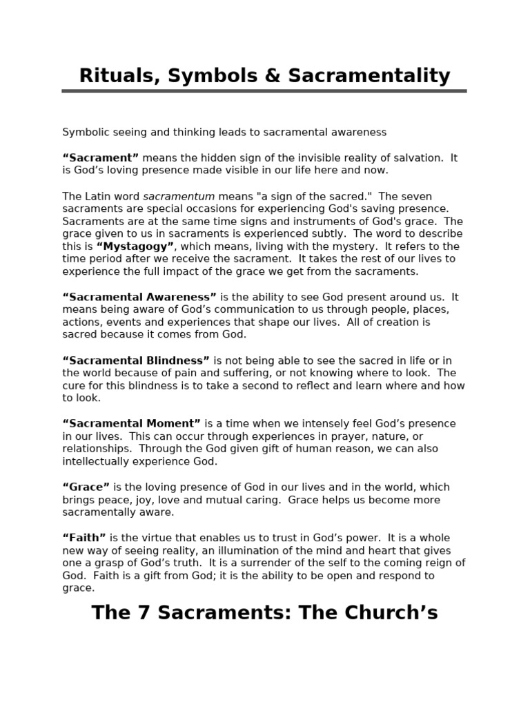 Rituals, Symbols & Sacramentality | PDF