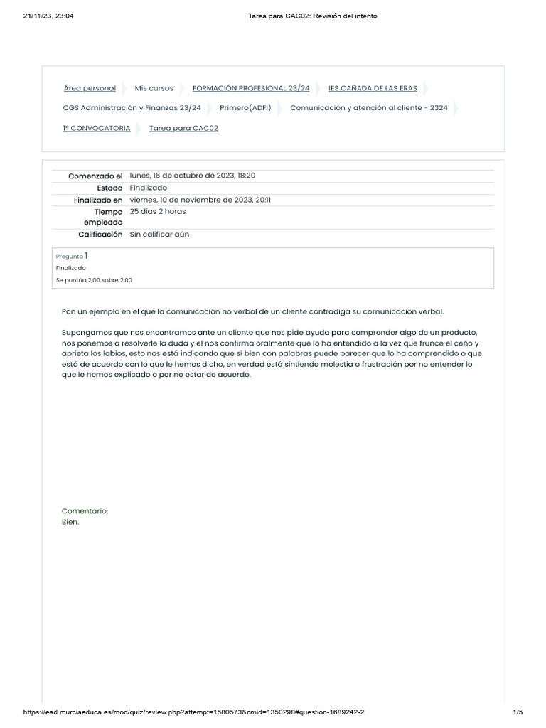 Tarea para CAC02 - Revisión Del Intento | PDF