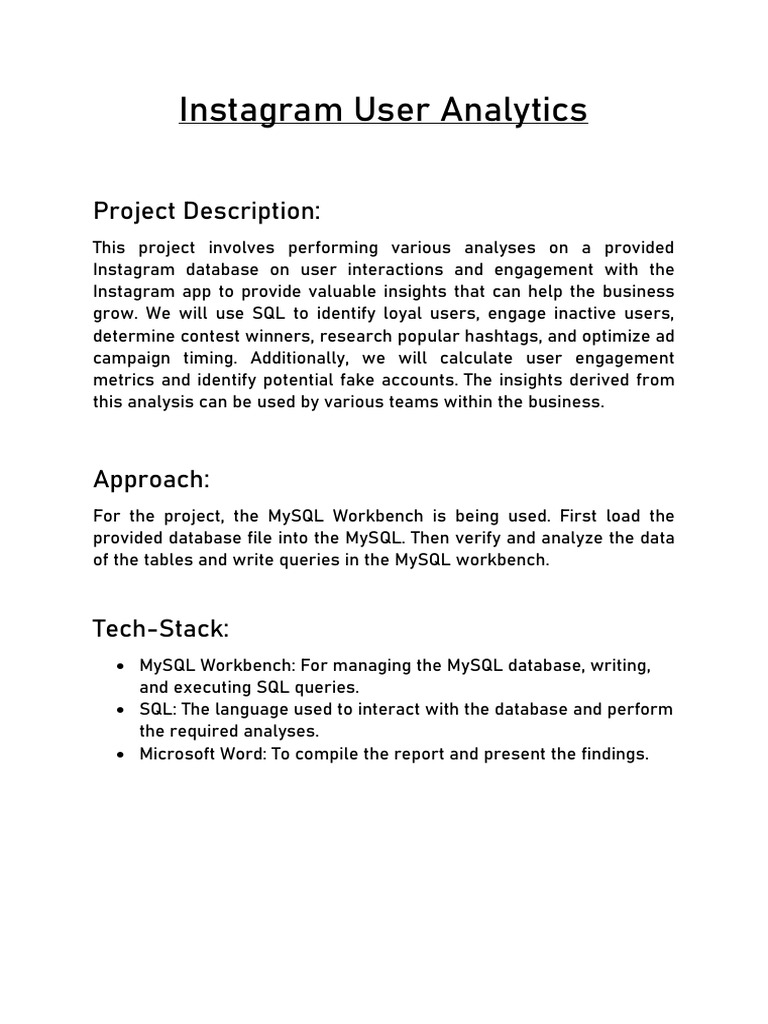 Instagram User Analytics | PDF | Databases | My Sql
