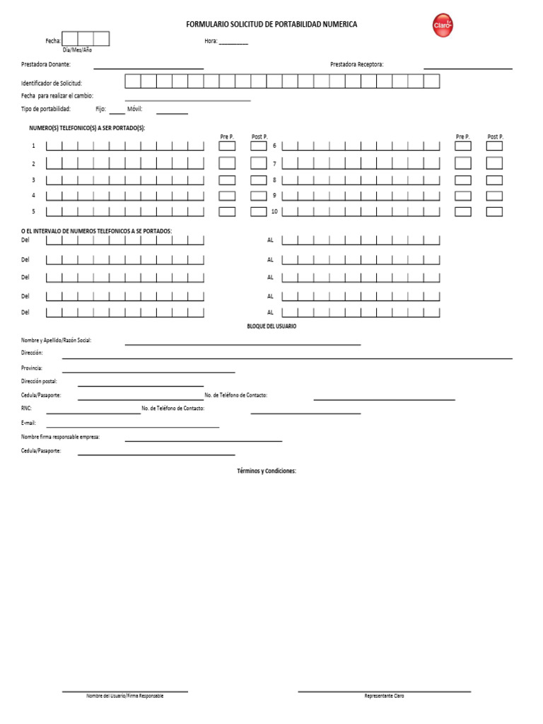 Formulario portabilidad Julio 2016 (2) (2) | PDF