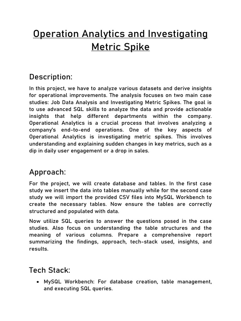 Analyzing Metric Spikes in Operations | PDF | Analytics | Technology ...