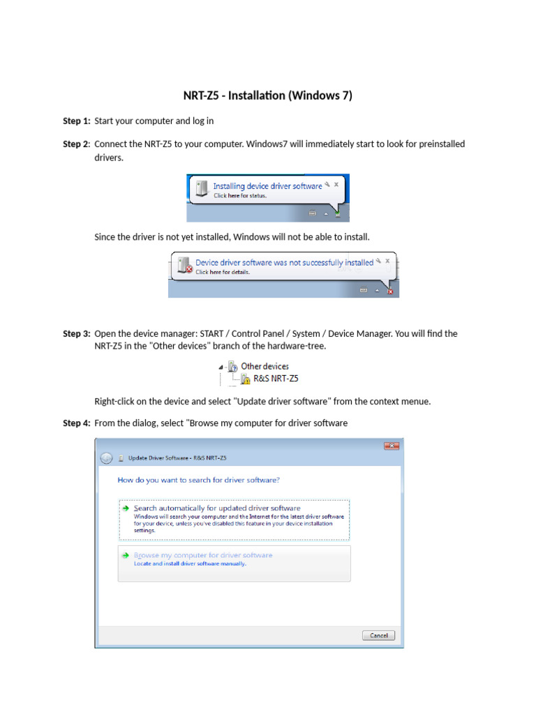 NRT-Z5 Installation Windows7 and Later | PDF