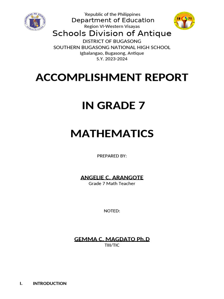 Accomplishment Report in Mathematics | PDF