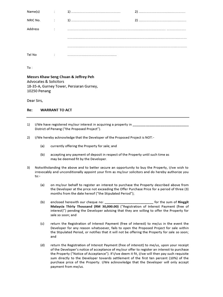 Warrant To Act - Codrington Residence (6.3.23) | PDF