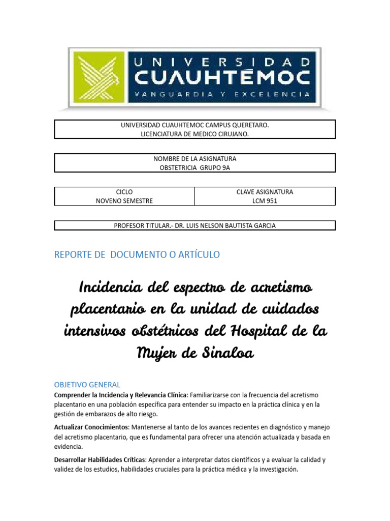 Reporte de Documento Obstetricia1 | PDF