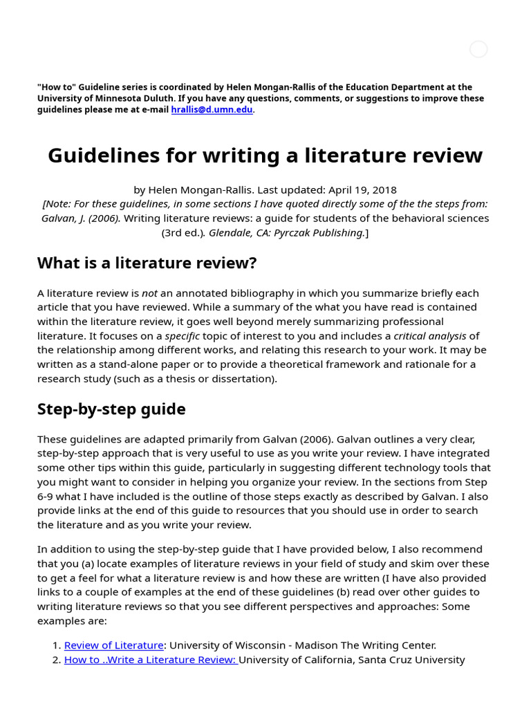 Guidelines For Literature Review | PDF