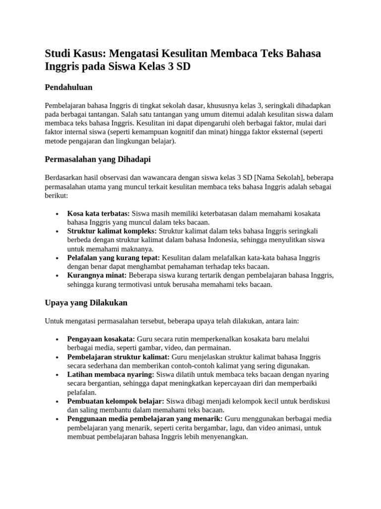 STUDI KASUS BAHASA INGGRIS | PDF