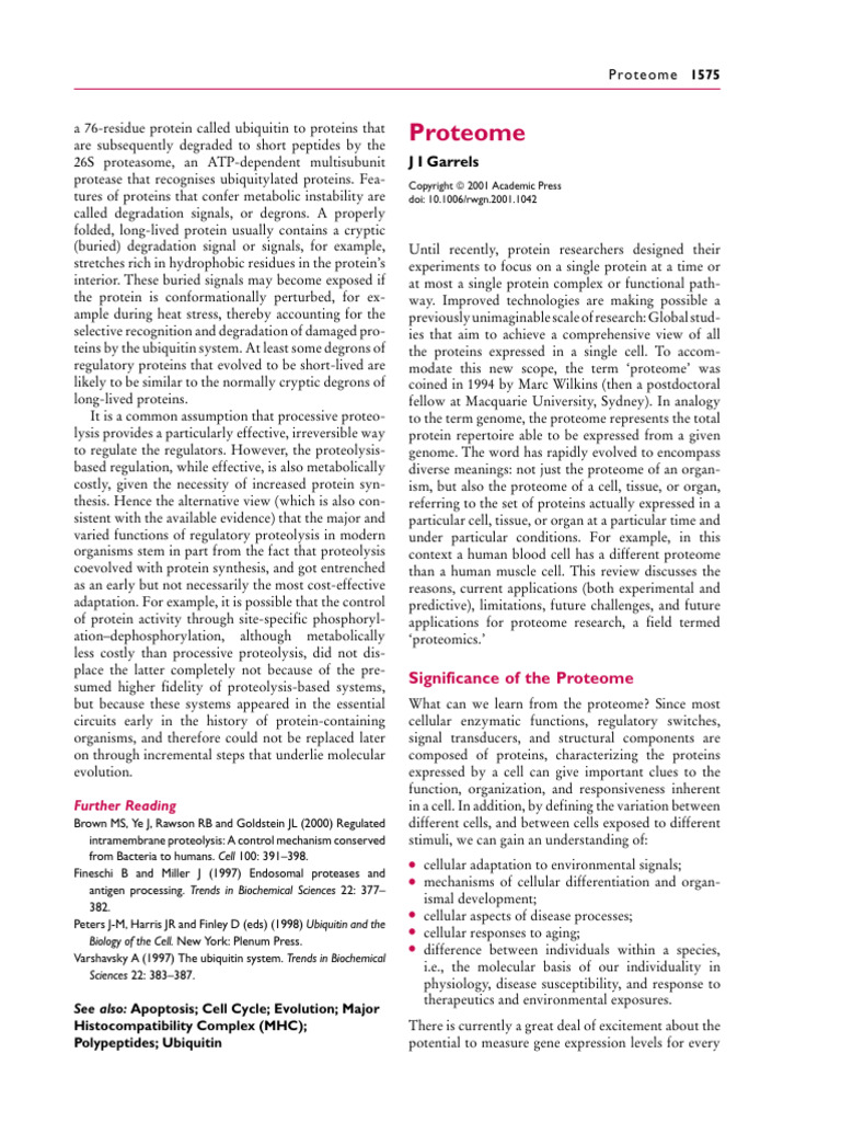 Garrels 2001 - Proteome | PDF