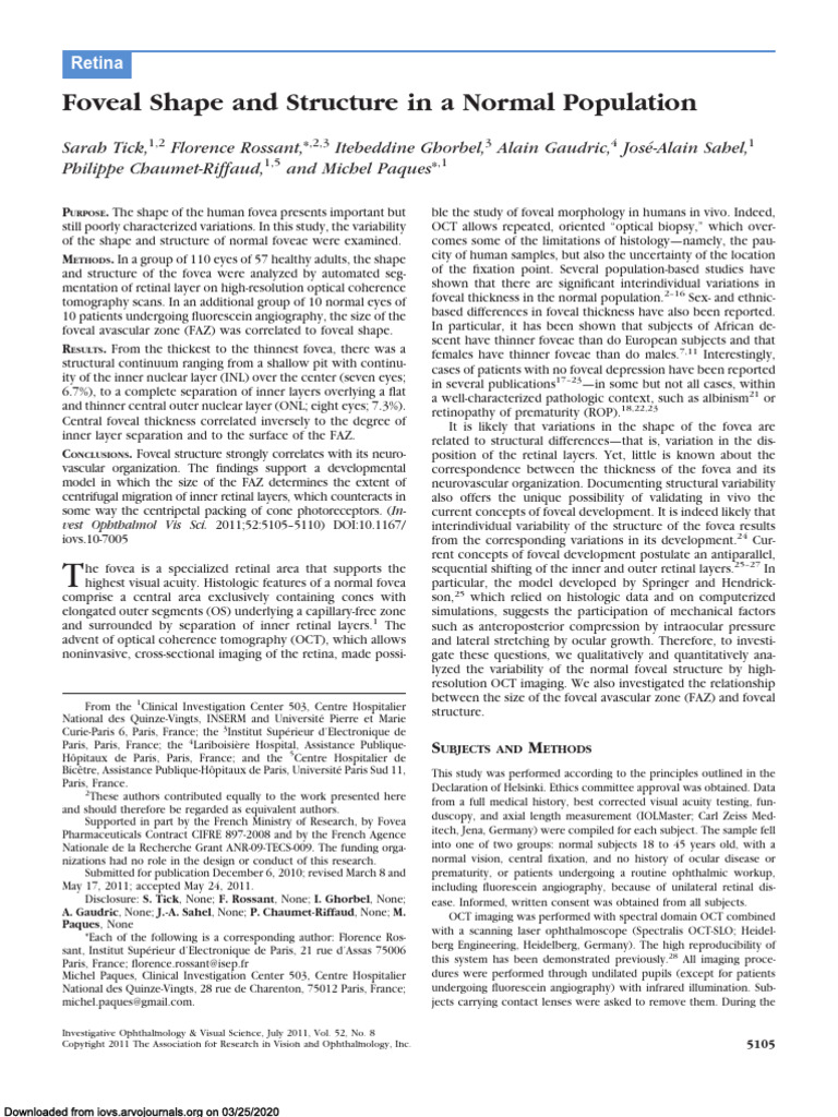 Foveal Shape and Structure in A Normal Population | PDF