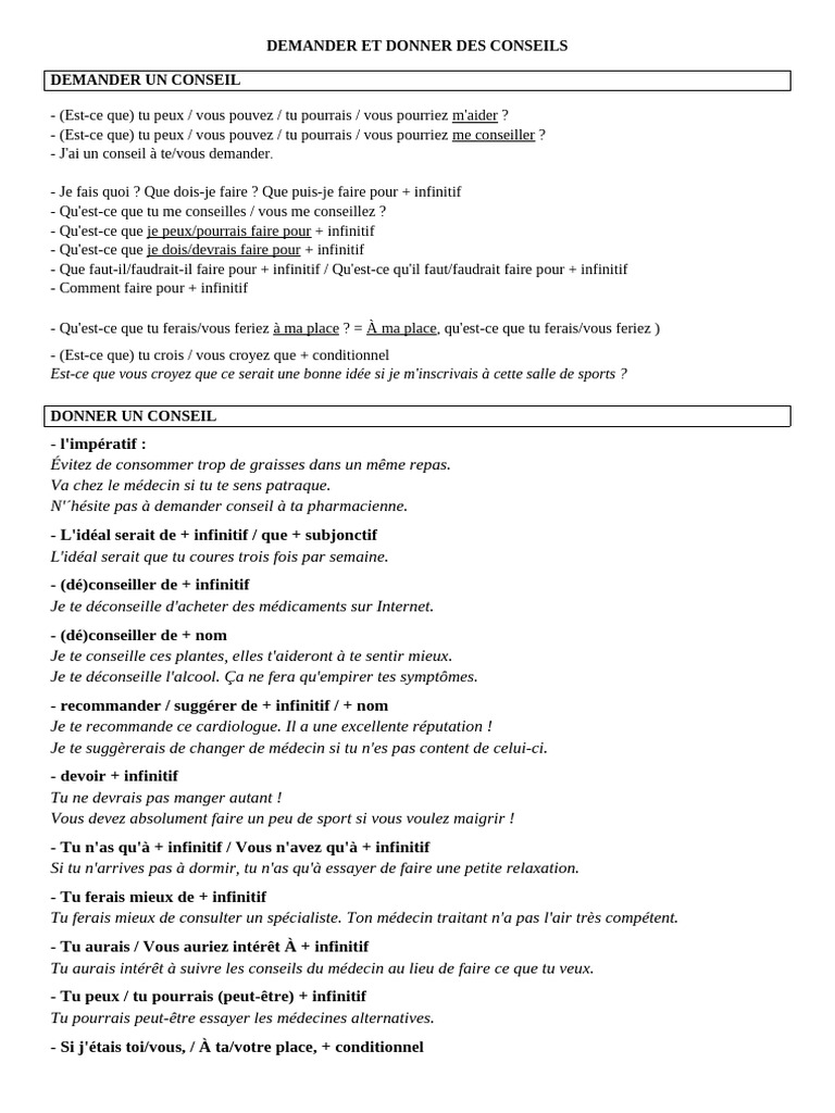Conseils : Demander et Donner | PDF | Développement personnel