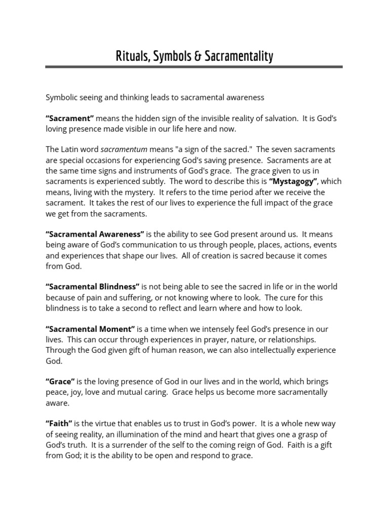 Rituals, Symbols & Sacramentality | PDF