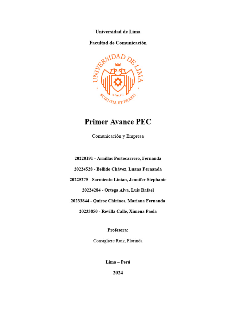 Primer Avance PEC | PDF
