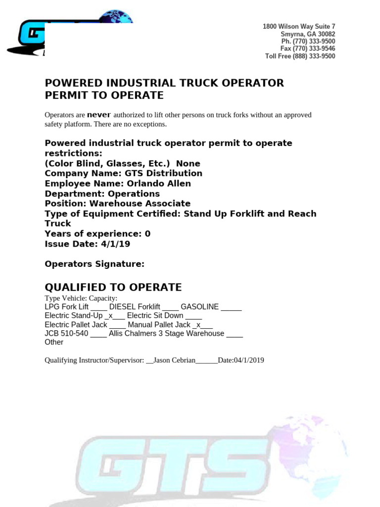 Operator Permit | PDF
