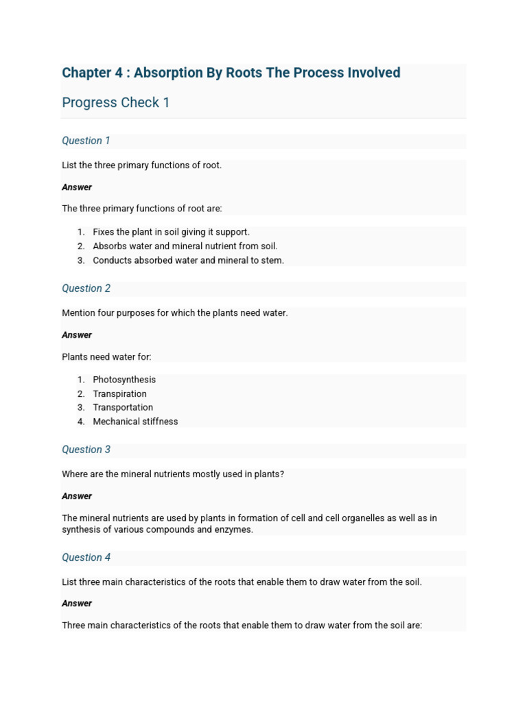 Class X Chapter 4 - Absorption by Roots | PDF