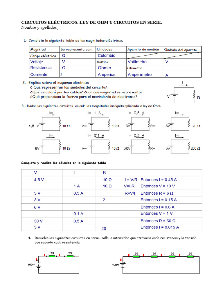 Tarea - Circuitos en Serie | PDF | Corriente eléctrica | Resistencia Eléctrica y Conductancia