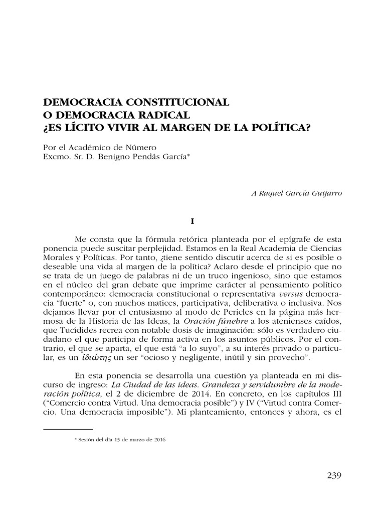 Pendas, B (2016) - Art-Democracia Constitucional o Democracia Radical | PDF