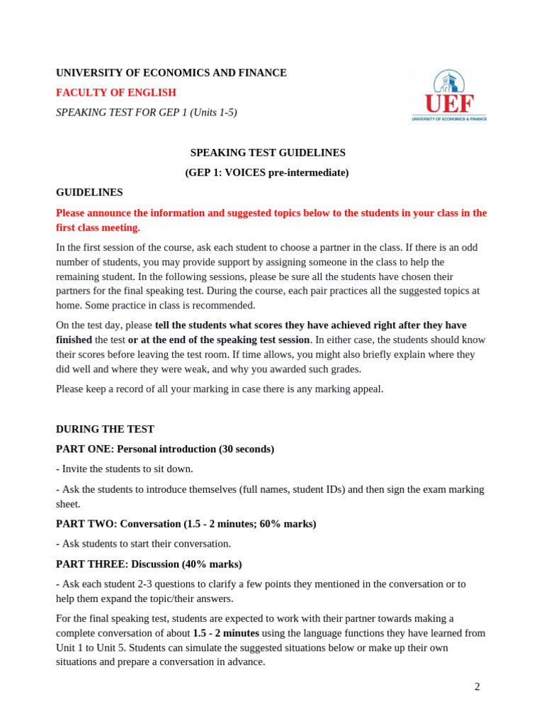 GEP 1 Speaking Sep 2024 - Voices (Official) | PDF