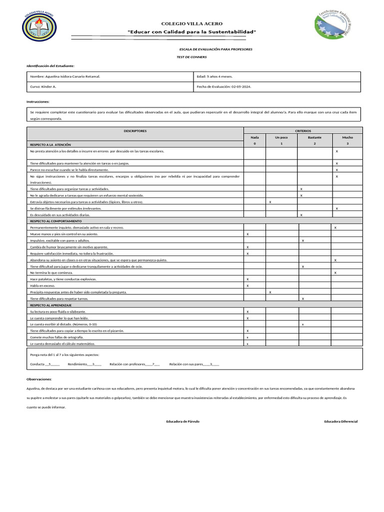 Test de Conners | PDF