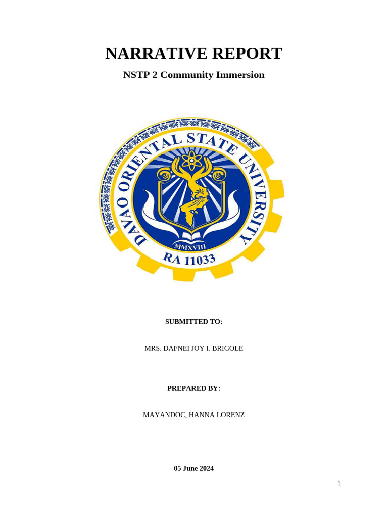 Narrative Report | PDF