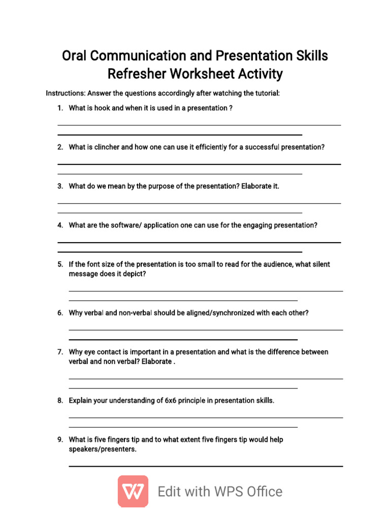 Oral Communication and Presentation Skills Refresher Wo | PDF
