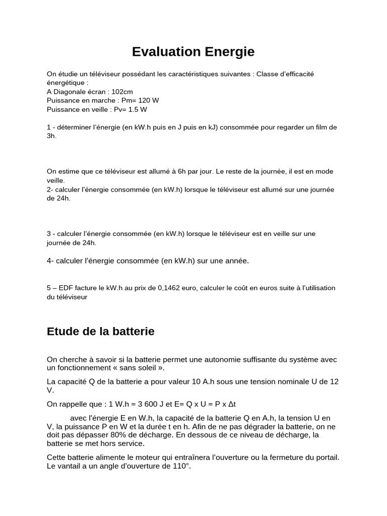 Evaluation Energie | PDF