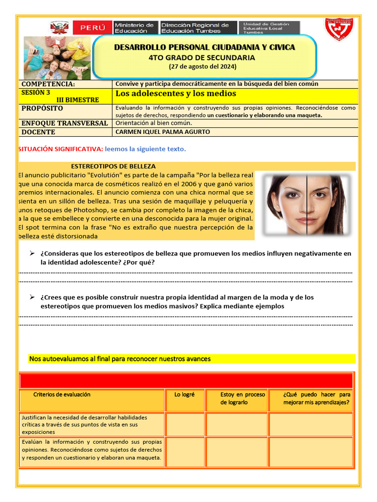 SES. 3 III BIM DPCC 4TO IKI Lista | PDF