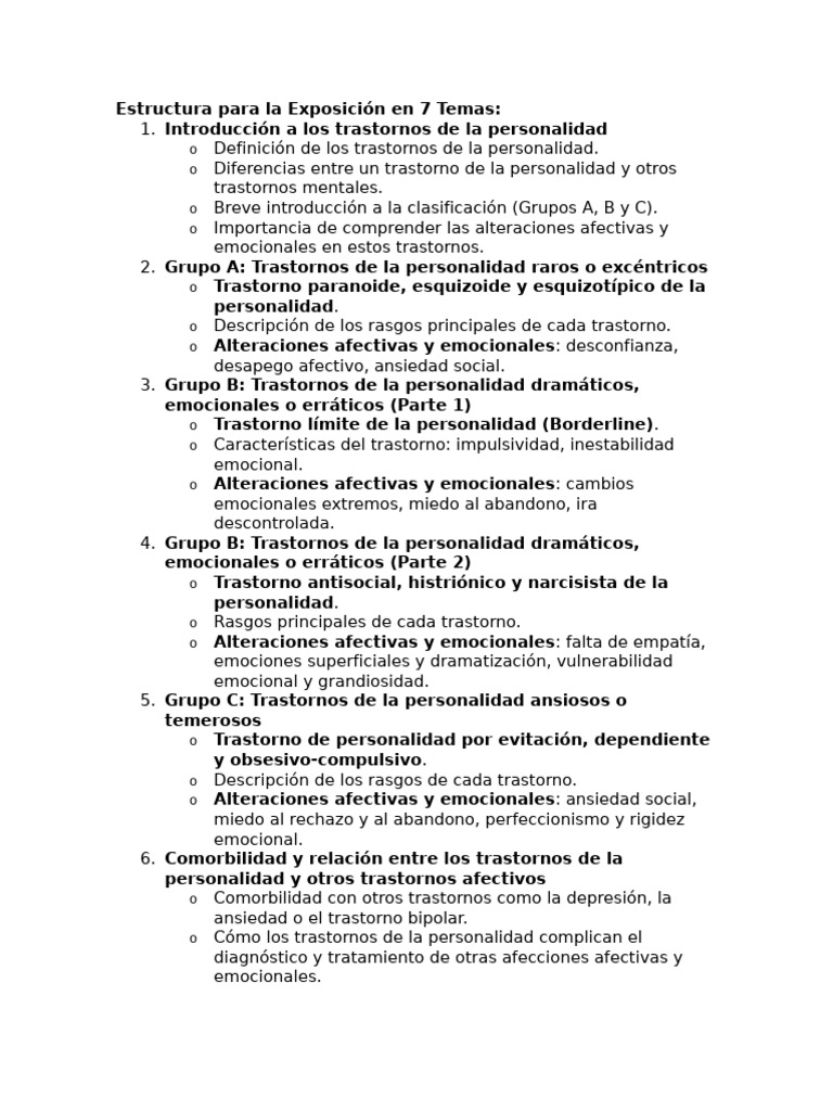 Estructura Para La Exposición en 7 Temas | PDF