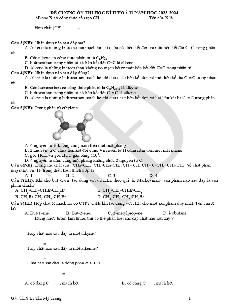 6 de Cuong Hkii Hoá 11 Có Đáp An | PDF