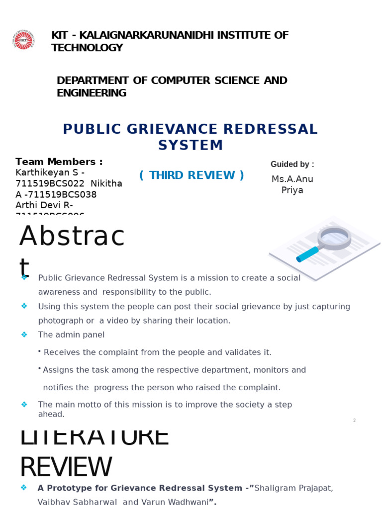 PUBLIC GRIEVANCE REDRESSAL SYSTEM-review 3 | PDF