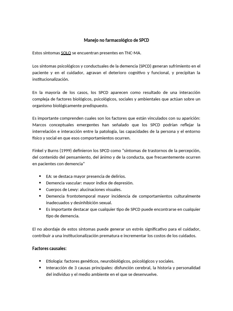 Manejo No Farmacológico de SPCD | PDF | Demencia | Relaciones ...