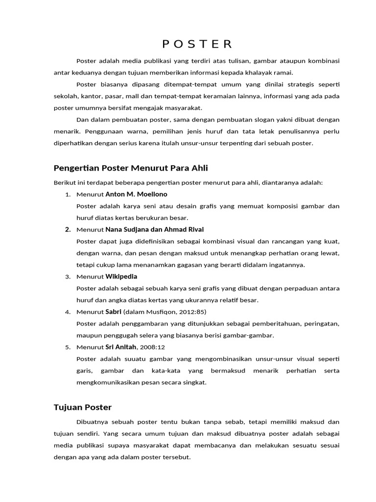 Definisi dan Tujuan Poster | PDF | Business | Social Science