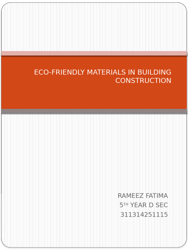Eco-Friendly Materials in Building Construction | PDF